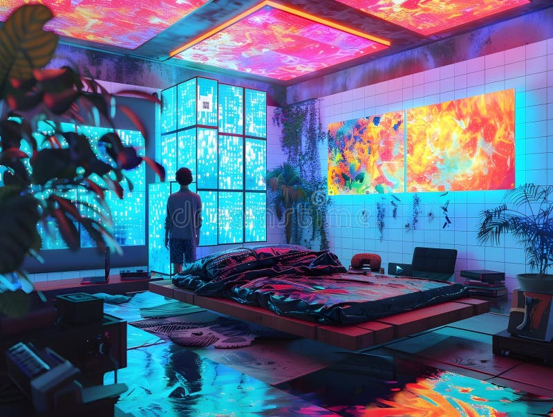 Futuristic Dream Analysis Room with Interactive Digital Journals and ...