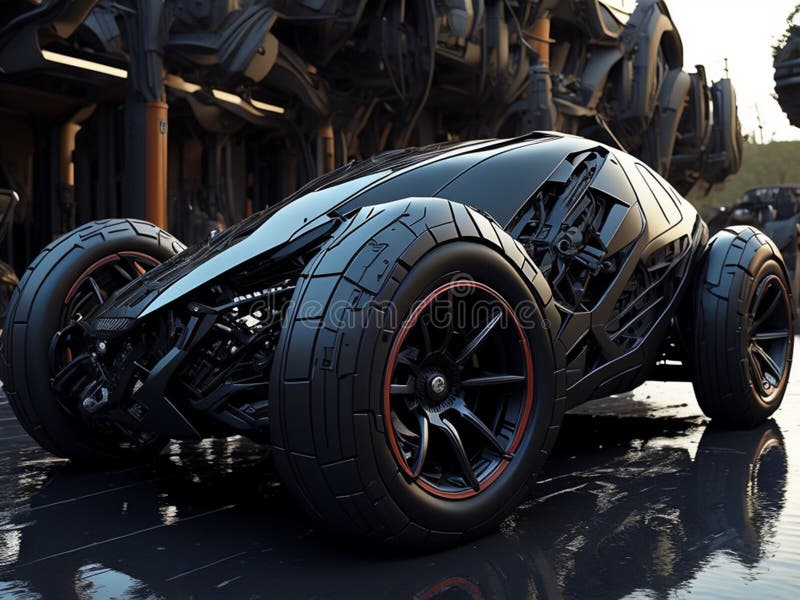 Futuristic Dream Car in City Stock Illustration - Illustration of wheel ...