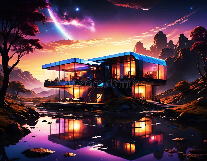 Futuristic dream home stock photo. Image of modern, stream - 333240108