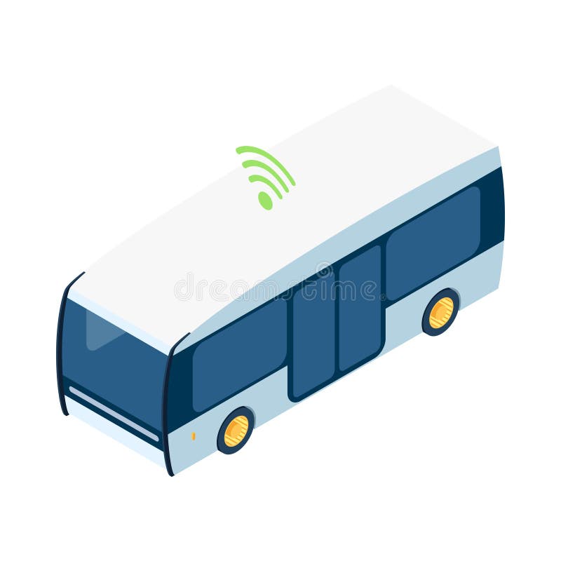 Futuristic Driverless Bus Composition Stock Illustration - Illustration ...