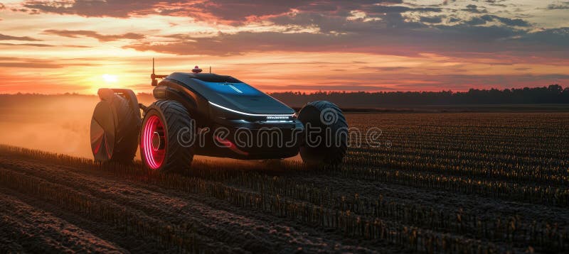 Futuristic Driverless Tractor at Dawn: Future of Autonomous Farming ...