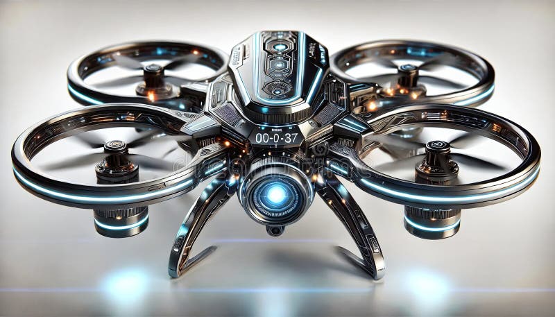 Futuristic Drone with Advanced Camera Technology Stock Illustration - Illustration of drone ...