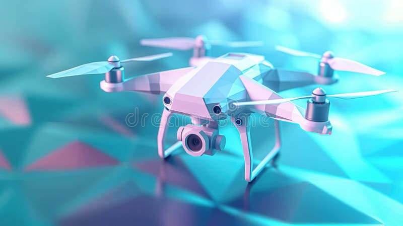 Futuristic Drone with Camera Technology Flying Against an Abstract ...