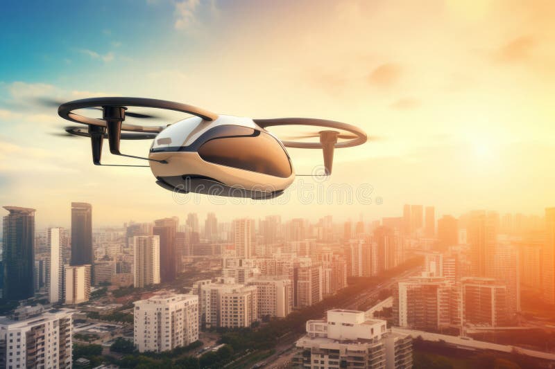 Futuristic Drone Delivery. Generate Ai Stock Photo - Image of delivery ...