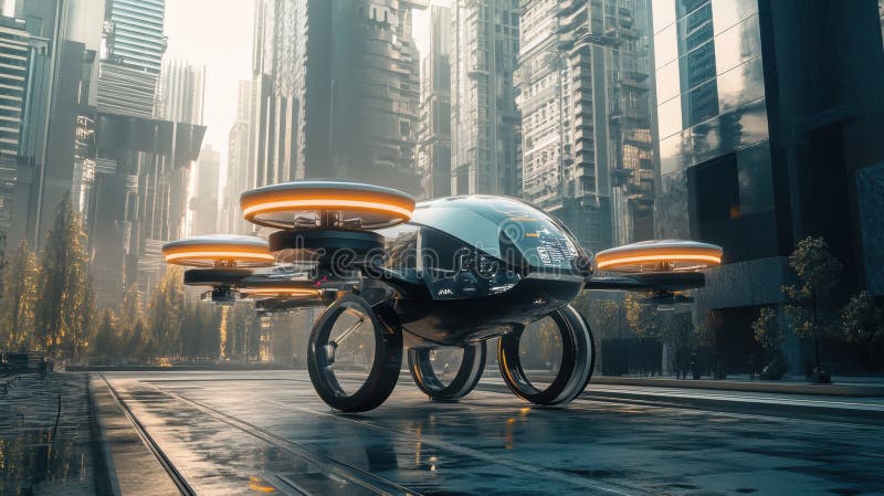 Futuristic Drone Delivery System in a Modern Urban Environment Stock ...