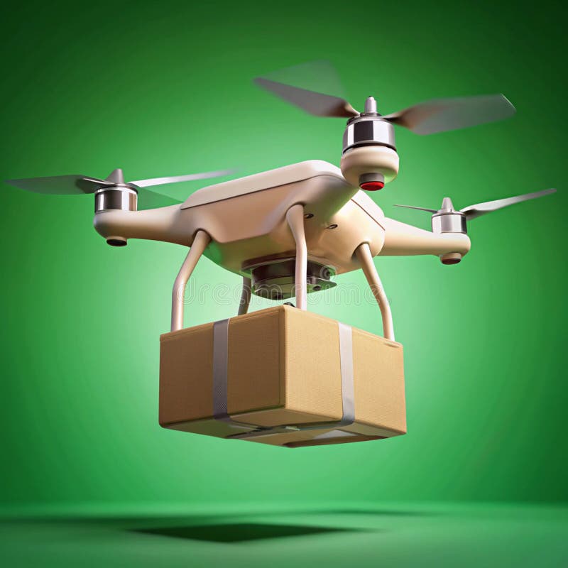 Futuristic Drone Delivery System with Package Stock Illustration ...
