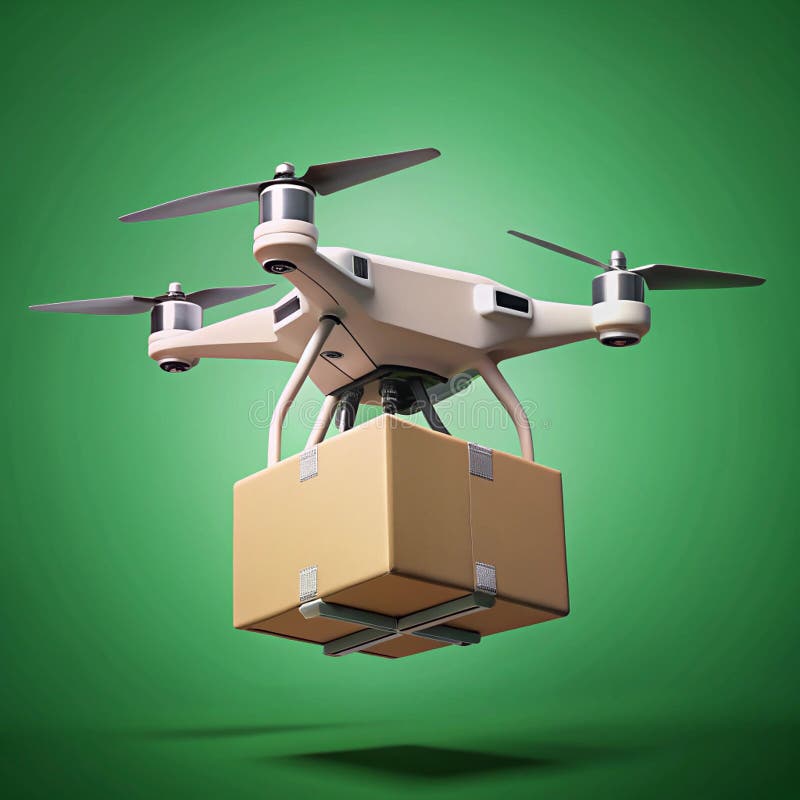 Futuristic Drone Delivery System with Package Stock Illustration ...