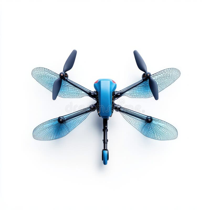 Futuristic Drone Designed Like a Dragonfly Isolated on White Background ...