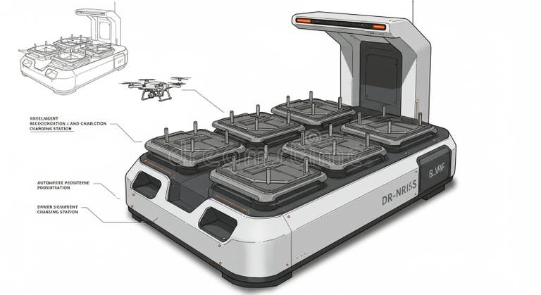 Futuristic Drone Docking and Charging Station with Multiple Flat ...