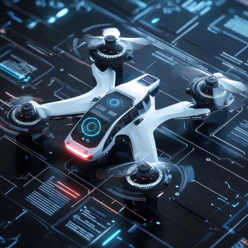 Futuristic Drone Equipped with Advanced Digital Targeting for Precision ...