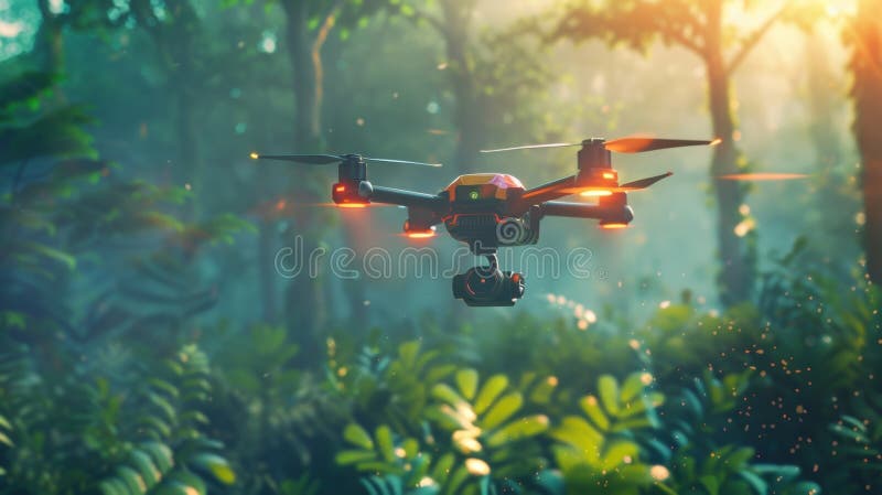 A Futuristic Drone Equipped with Thermal Imaging Technology Hovering ...