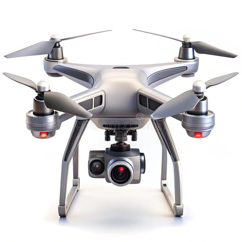 Futuristic Drone with Four Propellers and Camera Stock Illustration ...