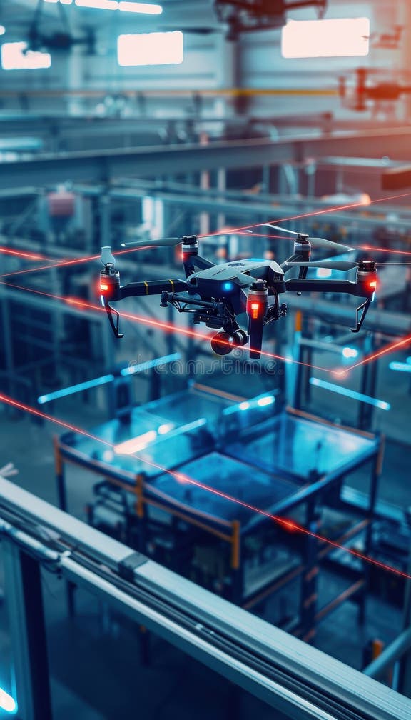 Futuristic Drone Inspection in High-Tech Automated Manufacturing Facility for Real-Time ...