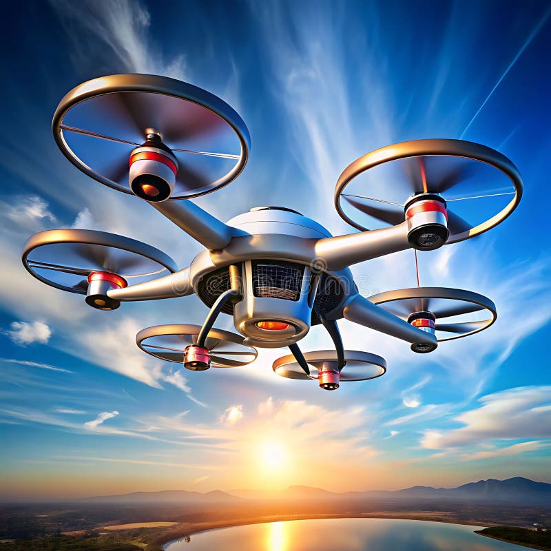 Futuristic Drone with Multiple Propellers and Aerodynamic Design ...