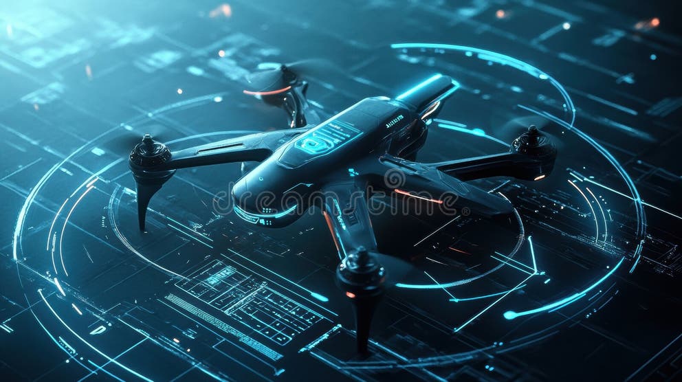 Futuristic Drone Showcasing Advanced Digital Targeting Interface for ...