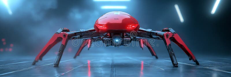 Futuristic Drone Spider Navigating a Futuristic Environment Showcasing ...