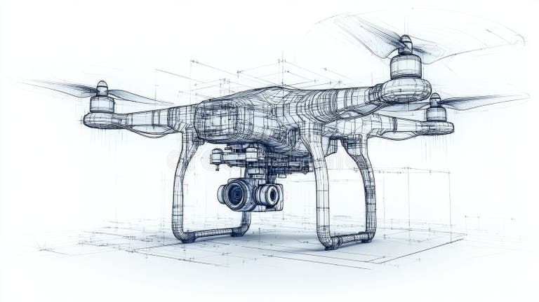 Futuristic Drone Wireframe Sketch for Innovative Design and Development ...