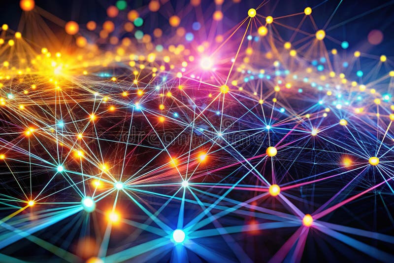 A Futuristic Drones Perspective Visualizing the Complex Flow of AI Data through a Glowing ...