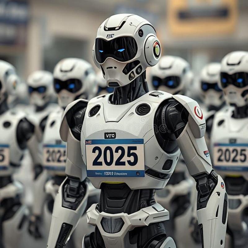 Original AI Art Illustration of a Humanoid Robot Crossing the Marathon ...