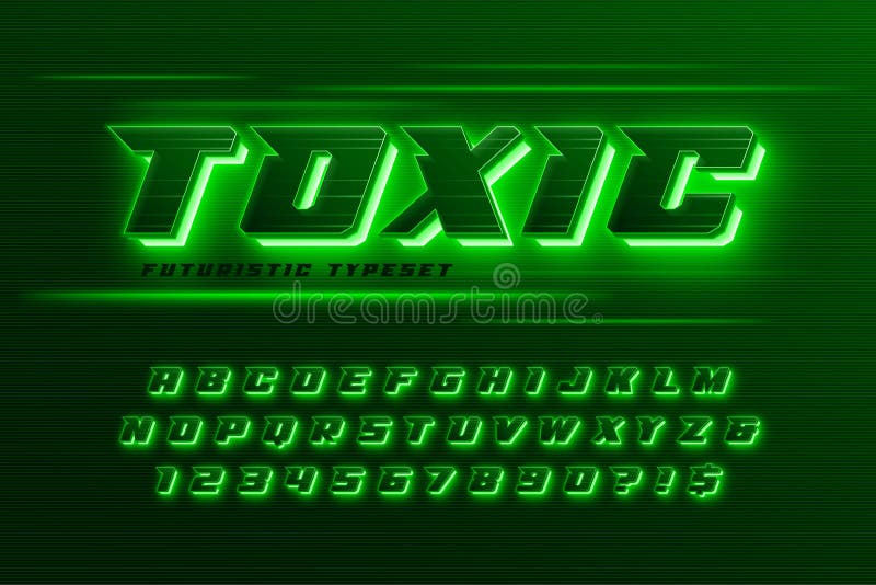 Futuristic Dynamic Alphabet, Extra Glowing Space Design Stock Vector ...