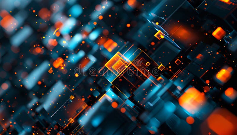 Futuristic and Dynamic Background Consists of Glowing Blue and Orange ...