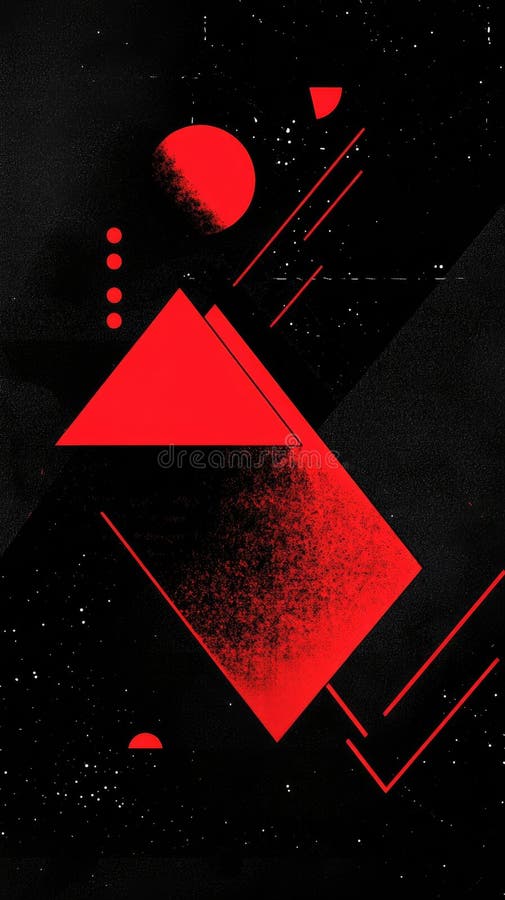 Abstract Design Featuring Red Triangles Circles Dark Background Stock ...