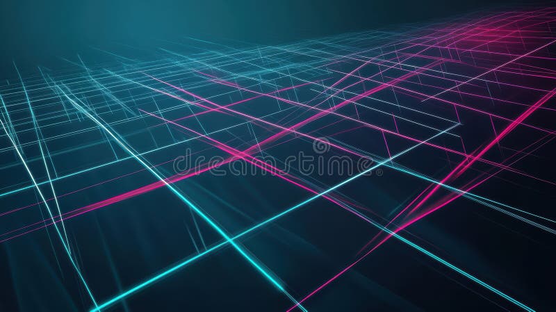 Futuristic Dynamic Grid with Glowing Lines Stock Illustration ...