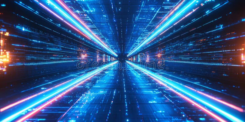 Futuristic Dynamic Technology Wallpaper with Glowing Blue Outlines and ...