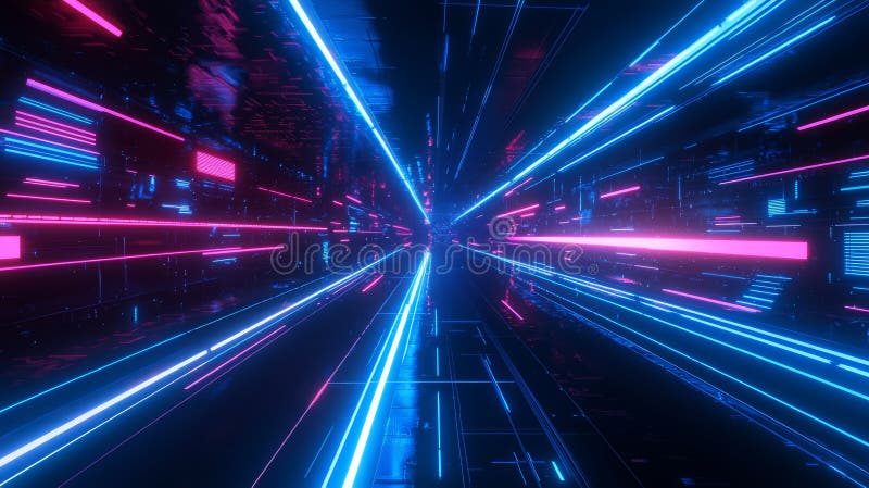 Futuristic Dynamic Technology Wallpaper with Glowing Blue Outlines and ...