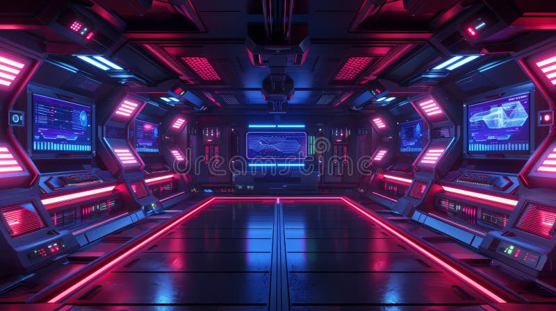 Futuristic ESports Event Background with Neon Lights and HighTech Gaming Setup in a SciFi Arena ...