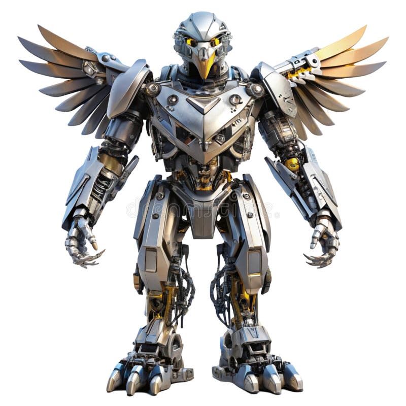 Futuristic Eagle Robot Isolated on White Background Stock Illustration ...