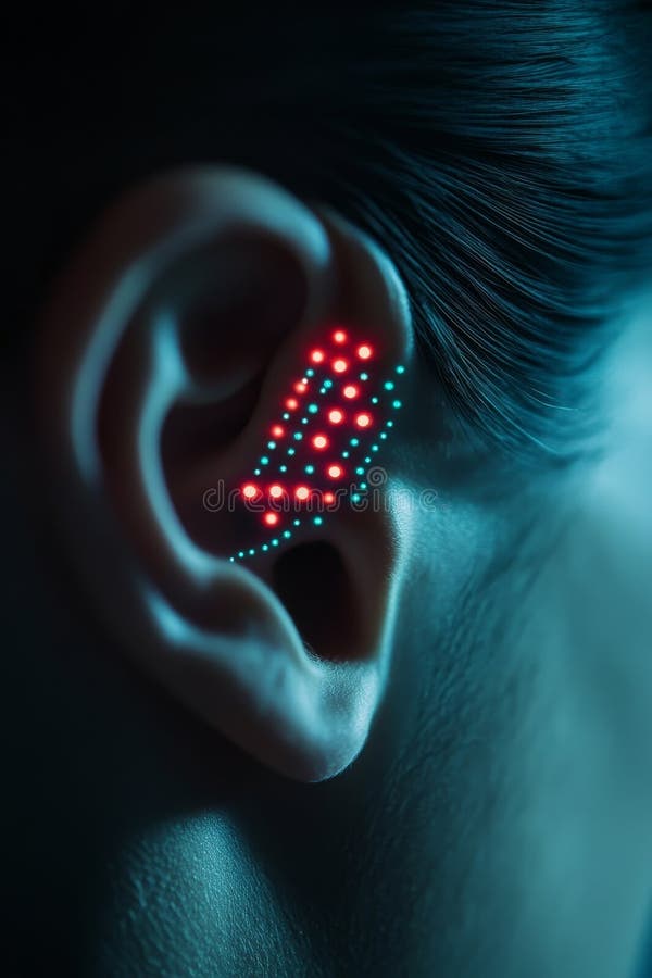A Futuristic Ear Design Featuring Digital Data Flow and Captivating ...