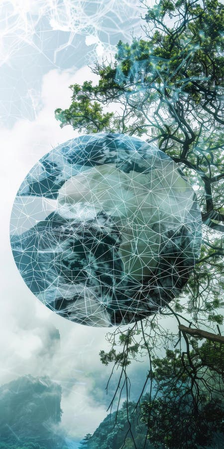 Futuristic Earth Concept with Digital Network Overlay Stock ...