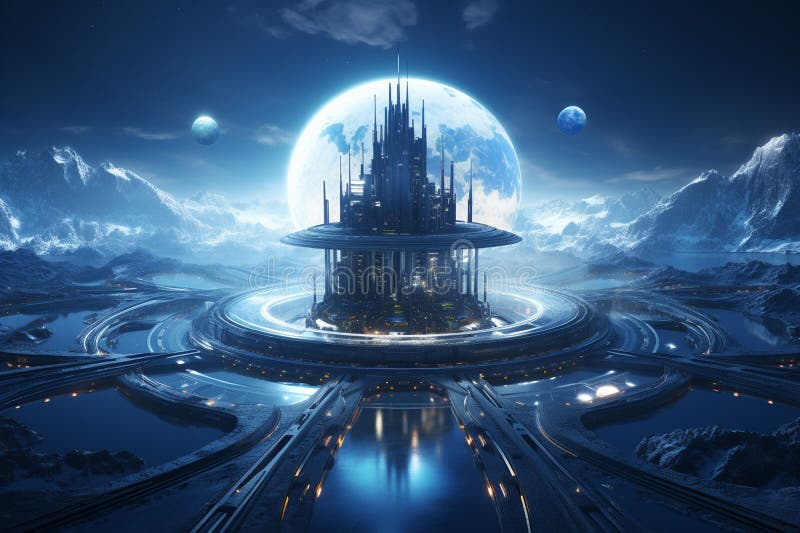 Futuristic Earth Illustration with Advanced. Generative Ai Stock ...