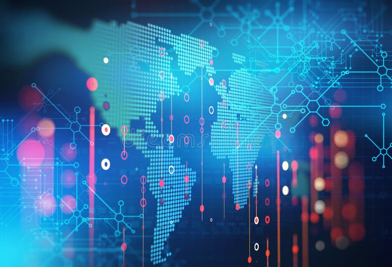 Futuristic Earth Map Technology Abstract Background Stock Illustration ...