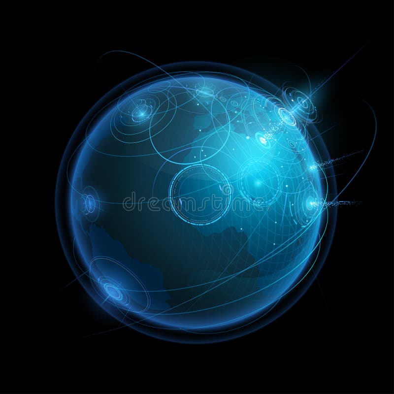 Futuristic Earth Map stock vector. Illustration of panel - 63677387