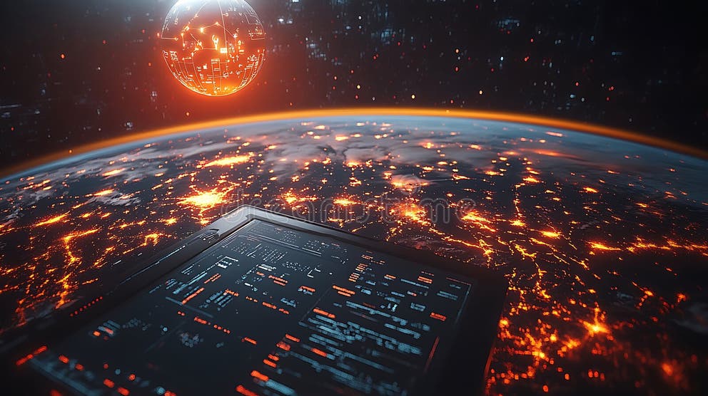 Futuristic Earth Observation with Digital Interface and Celestial Body ...