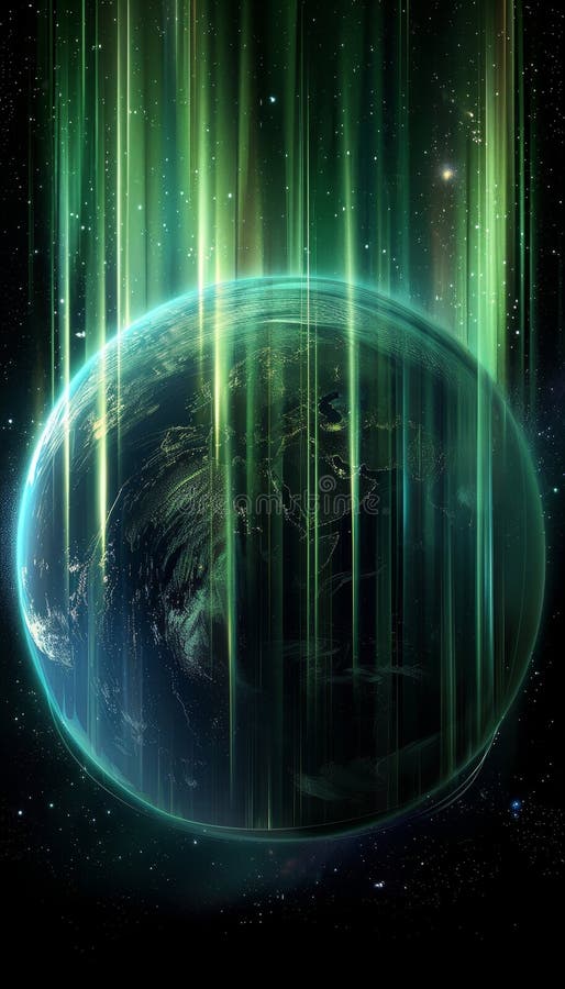 Futuristic Earth from Orbit a Sci Fi Comic Depiction of Glowing Cities ...