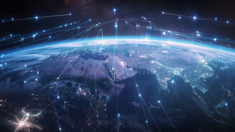 Futuristic Earth from Space a Stunning Vision of Digital Connectivity ...