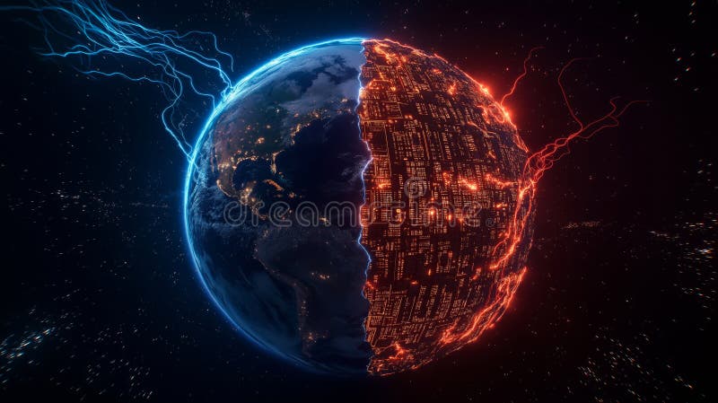 Futuristic Earth Split Technology Nature Stock Photos - Free & Royalty ...