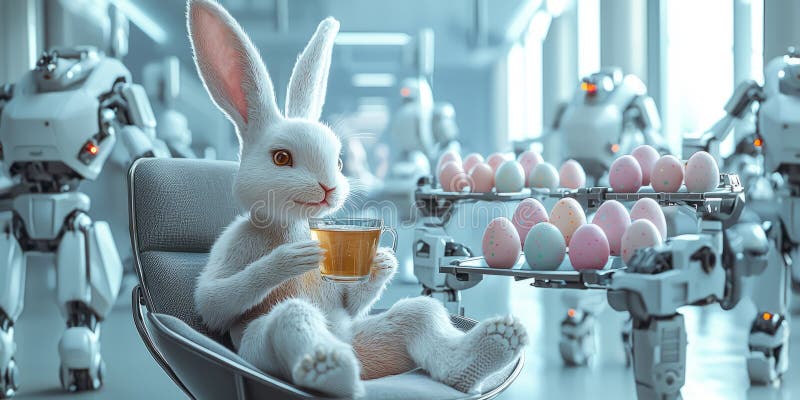 Futuristic Easter Bunny in High-Tech Setting , Happy Easter Stock Photo ...