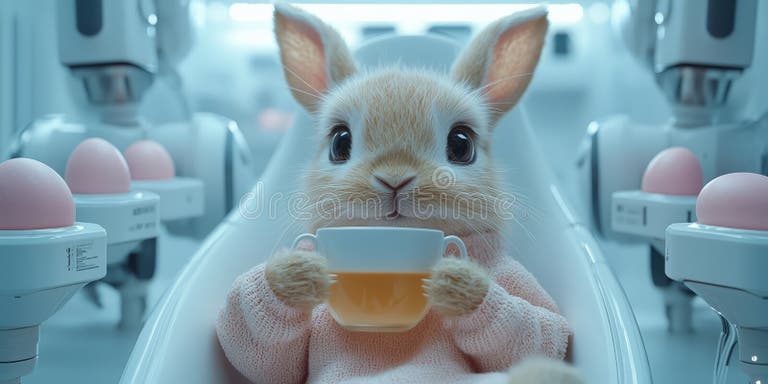 Futuristic Easter Bunny in High-Tech Setting , Happy Easter Stock Photo ...