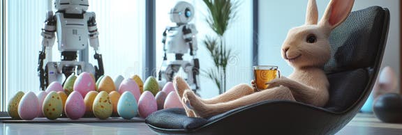 Futuristic Easter Bunny in High-Tech Setting , Happy Easter Stock Image - Image of easter ...