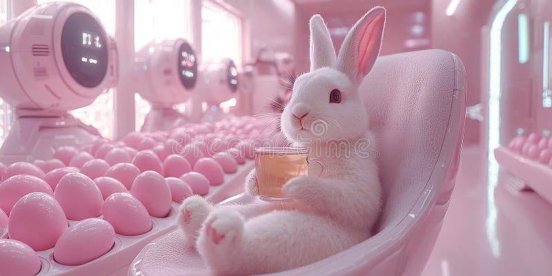 Futuristic Easter Bunny in High-Tech Setting , Happy Easter Stock Image ...