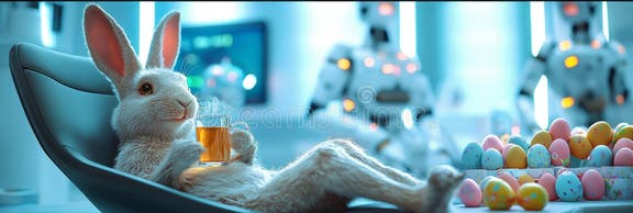 Futuristic Easter Bunny in High-Tech Setting , Happy Easter Stock Image ...