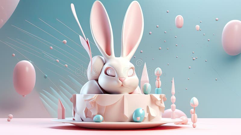 A Futuristic Easter Celebration Cake with Bunny Ears. Modern Easter ...
