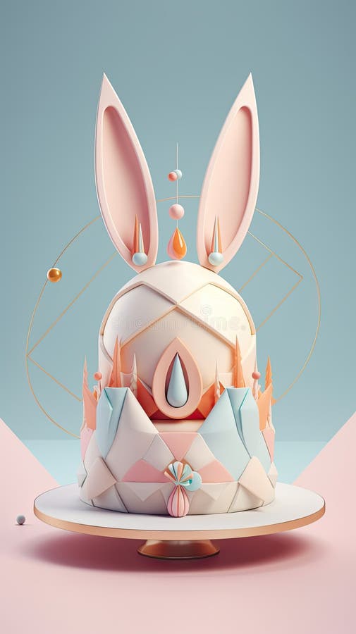A Futuristic Easter Celebration Cake with Bunny Ears. Modern Easter ...
