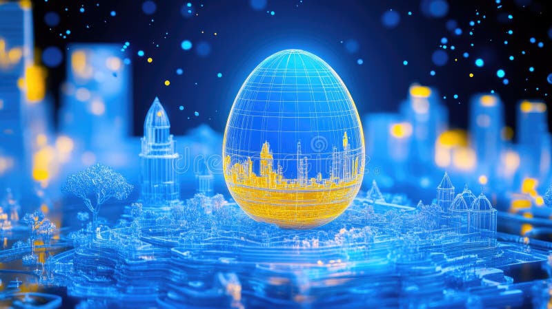 Futuristic Easter Egg in Digital Cityscape Design for Modern ...