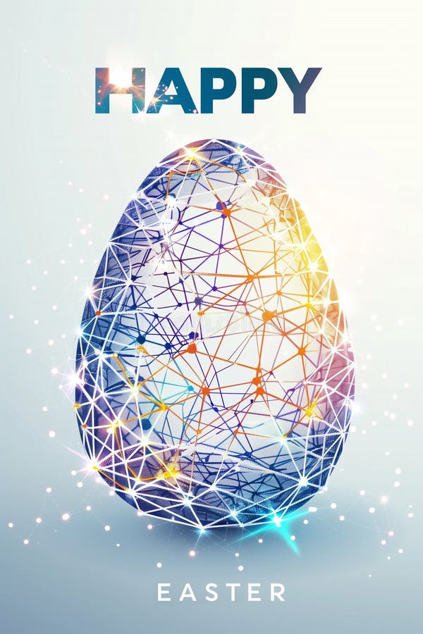Futuristic Easter Egg Illustration with Digital Connections and Happy ...