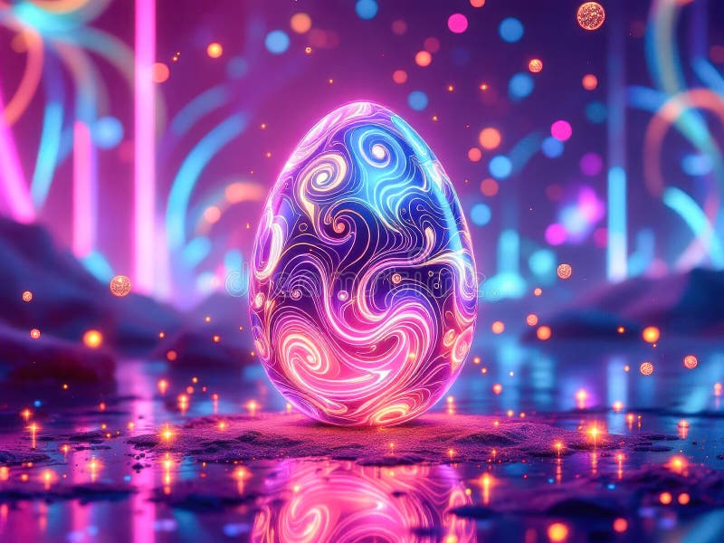 Futuristic Easter Egg in Neon Light. Concept Stock Photo - Image of ...